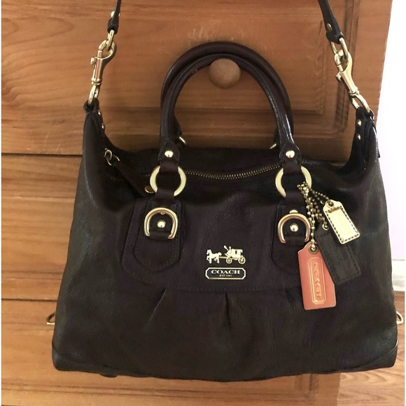 Coach | Bags | Authentic Coach Ashley Brown Leather Convertible Satchel ...